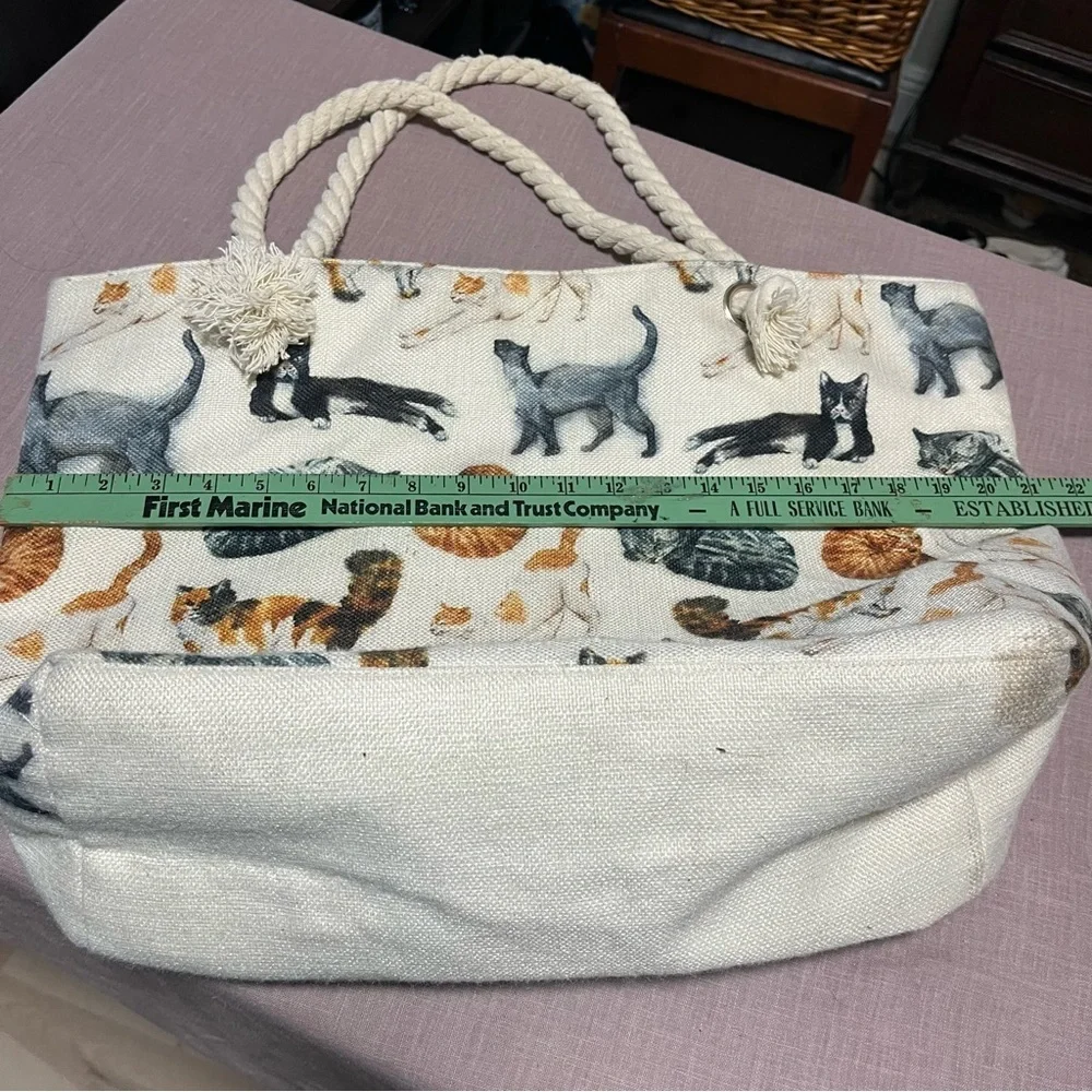 Bags | Extra Large Cat Print Tote Bag Rope Handles Quirky Cat Lady ...
